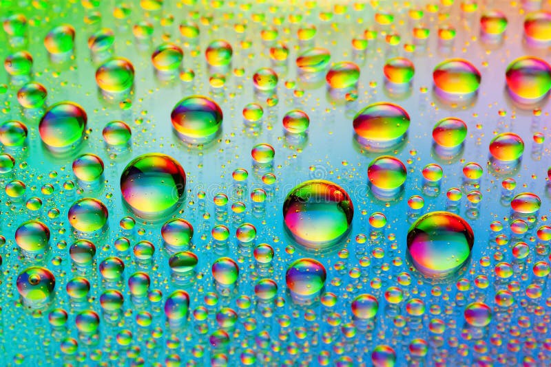Water Drops. Abstract Background. Colored Macro Texture with Many Drops ...