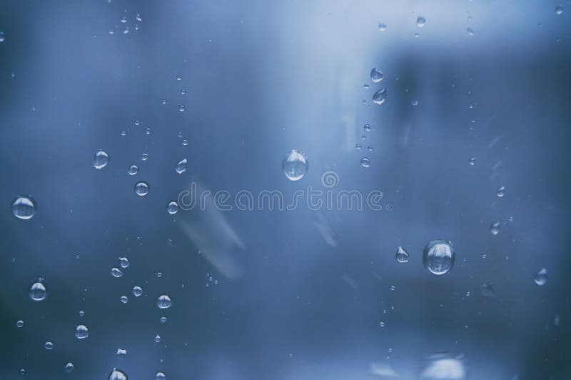 Water Drops. Blue Raining Background Stock Image - Image of modern ...