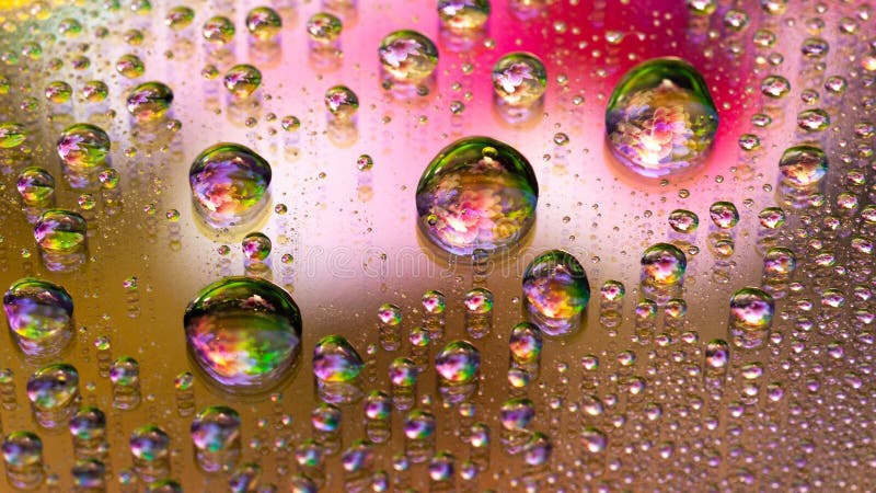 Water Drops. Abstract Wet Backdrop Colored Macro Texture of Large and ...