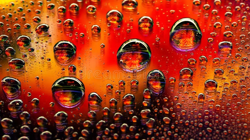Water Drops. Abstract Wet Backdrop Colored Macro Texture of Large and ...
