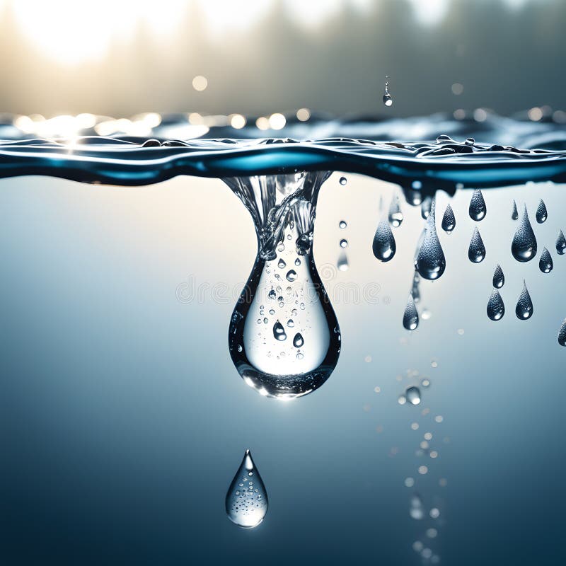 Water drops, AI-Generatet stock illustration. Illustration of splashes ...