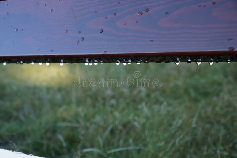 Water Drops on Bench after Rain Stock Image - Image of material, sign ...