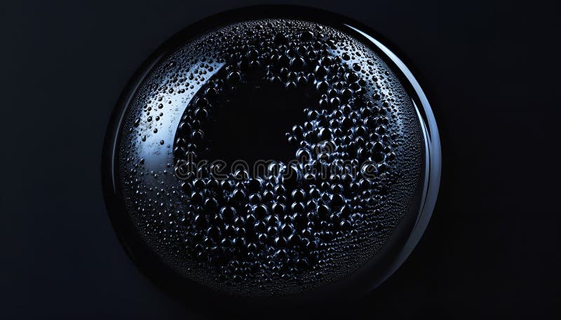 Water Drops on Black Glass Surface, Closed Stock Image - Image of ...