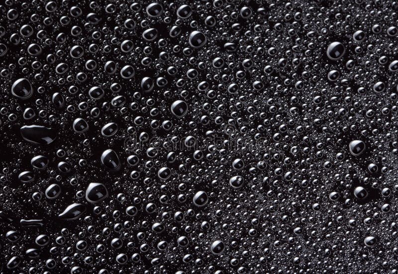 Water Drops on Black Surface Stock Photo - Image of black, liquid: 13685398