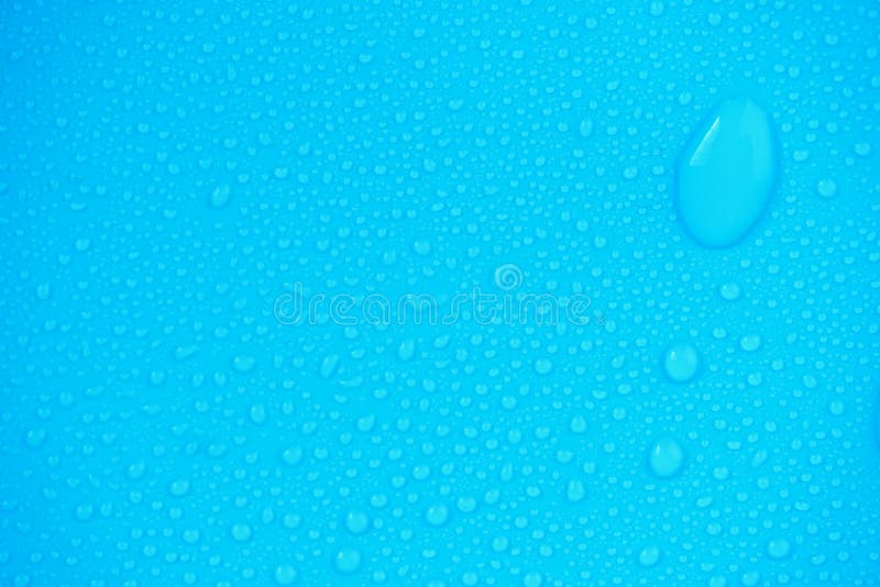 Water Drops on Blue Background. Stock Image - Image of drops ...