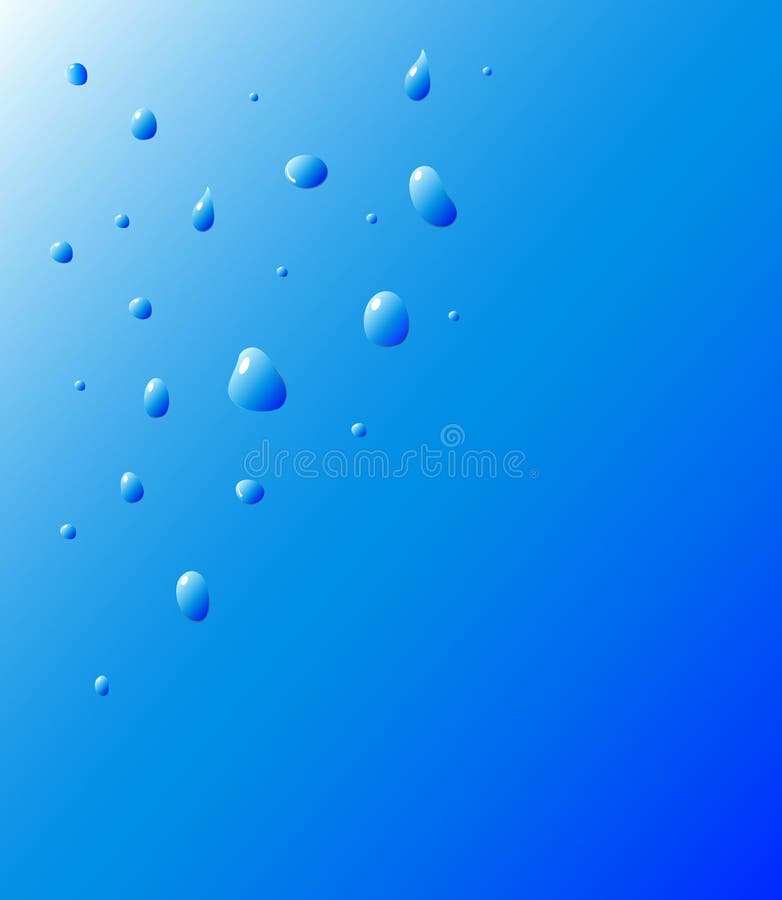 Water Drops on Blue Background Stock Vector - Illustration of shiny ...