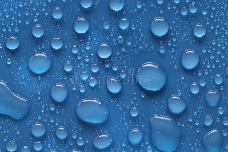 Water Drops on Blue Background, Above View Stock Photo - Image of aqua ...