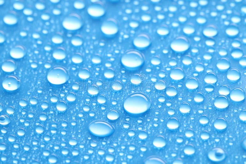 Water Drops on Blue Background, Closeup View Stock Image - Image of ...