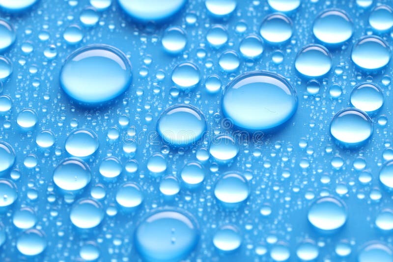 Water Drops on Blue Background, Closeup View Stock Image - Image of ...