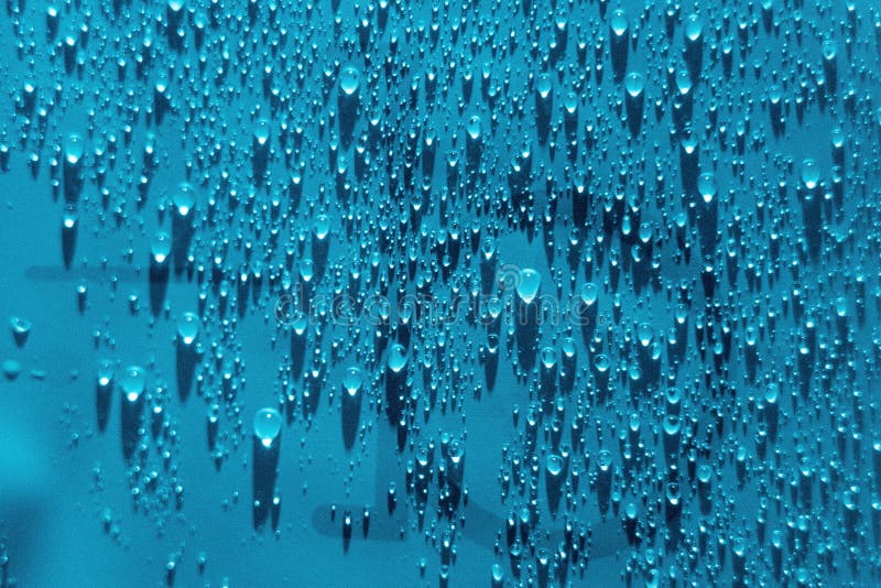 Water Drops Blue Background. Droplet Splash Rain Texture. Drop Splash ...