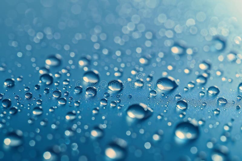 Water Drops on Blue Background, Macro Photography, Bokeh Effect ...