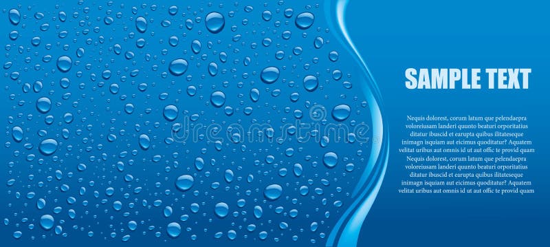 Water Drops on Blue Background with Place for Text Stock Illustration ...