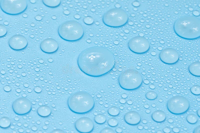 Water Drops on Blue Background Texture. Backdrop Glass Covered with ...