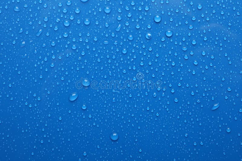 Water Drops on Blue, Top View Stock Image - Image of condensation ...
