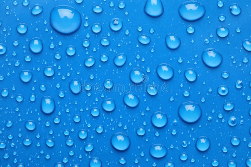 Water Drops on Blue, Top View Stock Image - Image of clean, environment ...