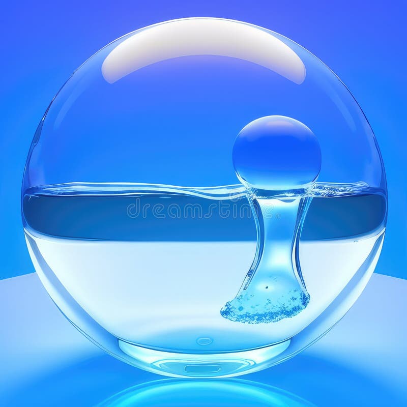 Water Drops in the Blue Bubble, Water Inside Bubble, Big Bubble Isolate ...