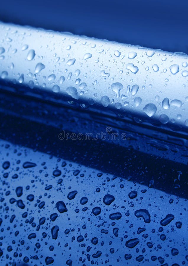 Water drops on blue metal stock photo. Image of coat - 10575864