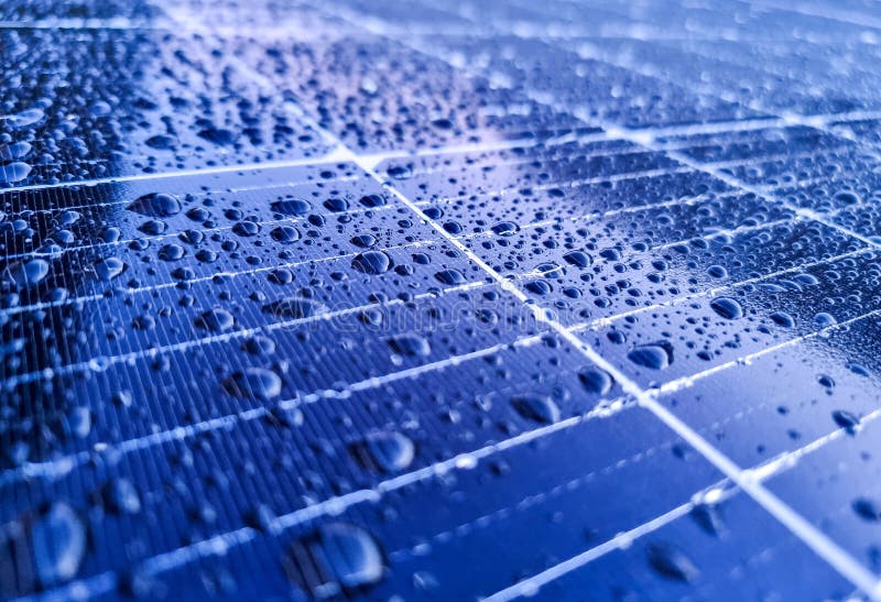 Blue Solar Panels on the Roof, Roof Edge and Gutter Stock Image - Image ...