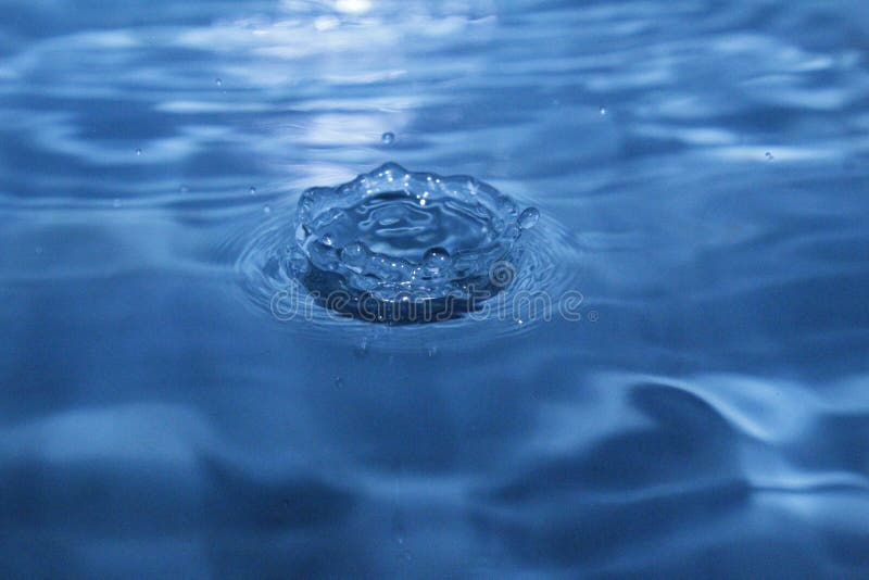 Water Drops on Blue Surface Stock Photo - Image of fresh, theblue ...