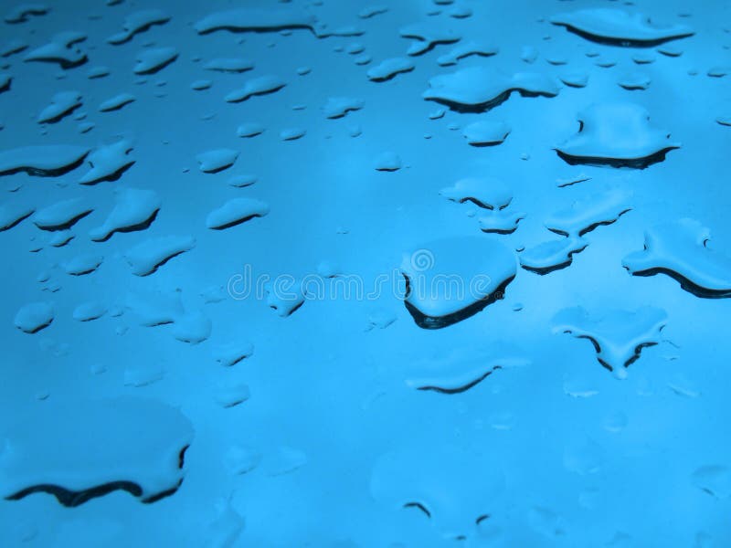 Water Drops on Blue Surface Stock Image - Image of colored, colourful ...