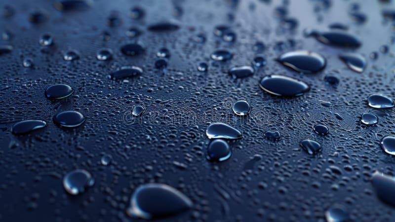 Water Drops on Blue Surface. AI Generated Stock Photo - Image of splash ...