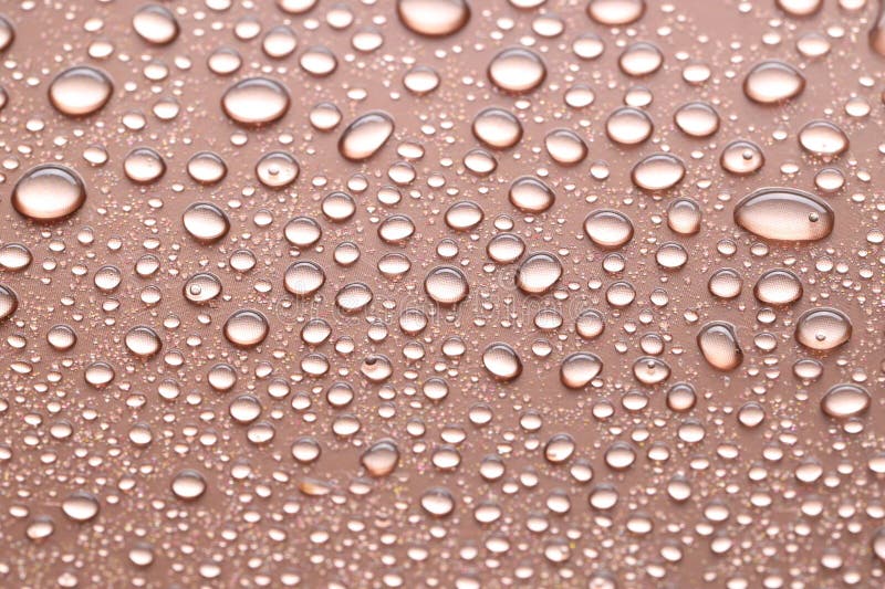 Water Drops on Brown Background, Closeup View Stock Photo - Image of ...
