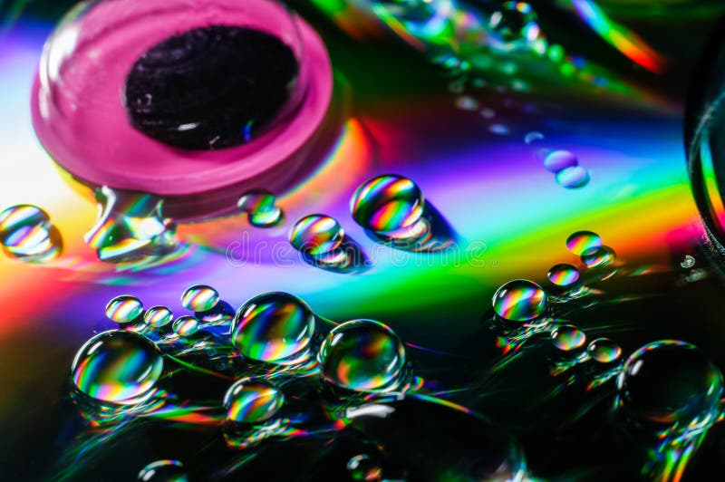 Water Drops, Bubbles Illuminated with Colored Light Stock Image - Image ...
