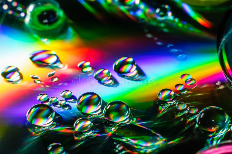 Water Drops, Bubbles Illuminated with Colored Light Stock Image - Image ...