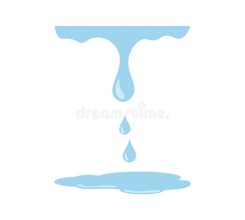 Water Drops. Cartoon Raindrops. Vector Blue Flat Falling Rain. Simple ...