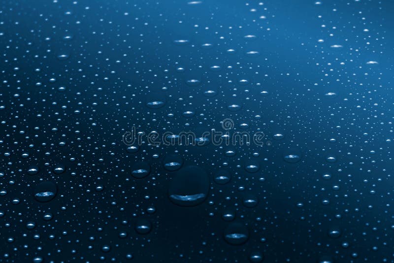Water Drops on Classic Blue Gradient Background Stock Photo - Image of ...
