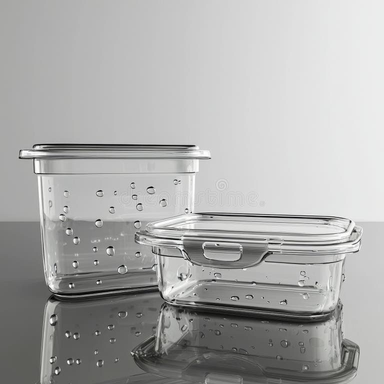 Water Drops on a Clear Plastic Storage Container Stock Image - Image of ...