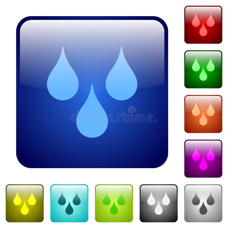 Water Drops Color Square Buttons Stock Vector - Illustration of rain ...