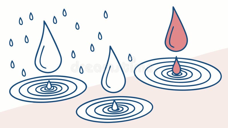 Water Drops Creating Ripples, Calm Liquid Surface Effect, Vector Design ...