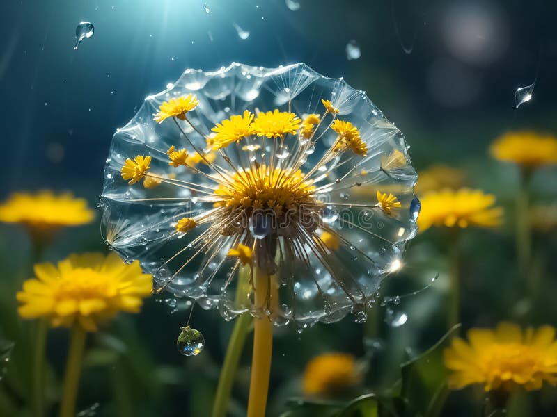 Water Drops Dandelion Freshness Stock Illustration - Illustration of ...