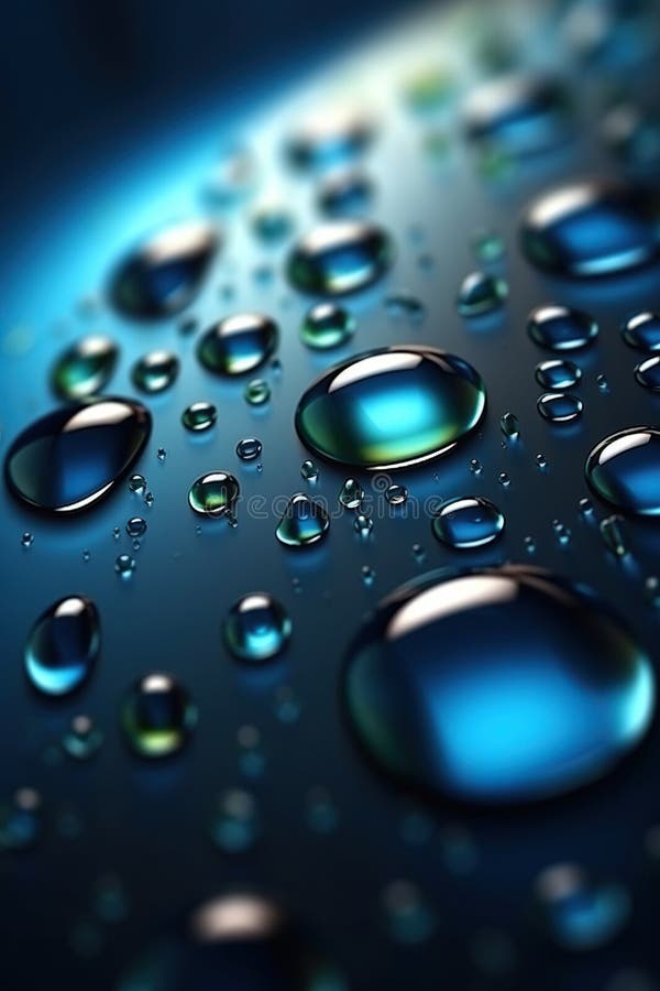 Water Drops on Dark Blue Color Vertical Background Stock Illustration ...