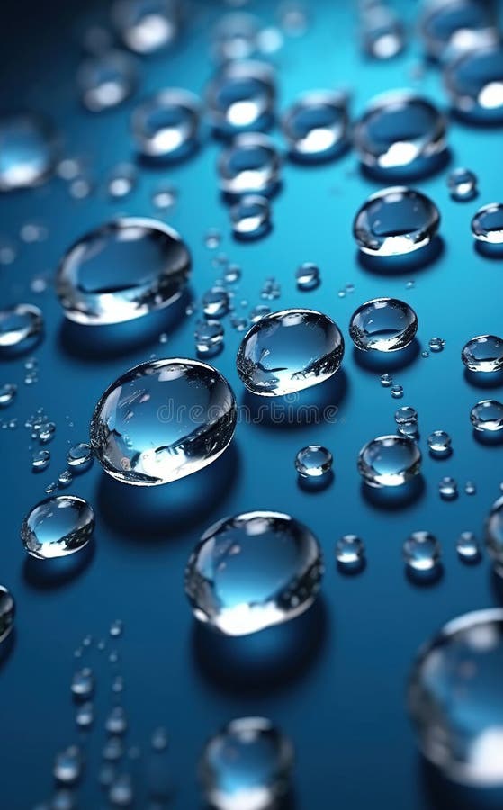 Water Drops on Dark Blue Color Vertical Background Stock Illustration ...