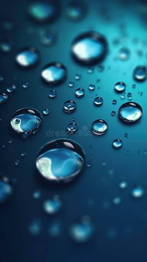 Water Drops on Dark Blue Color Vertical Background Stock Illustration ...