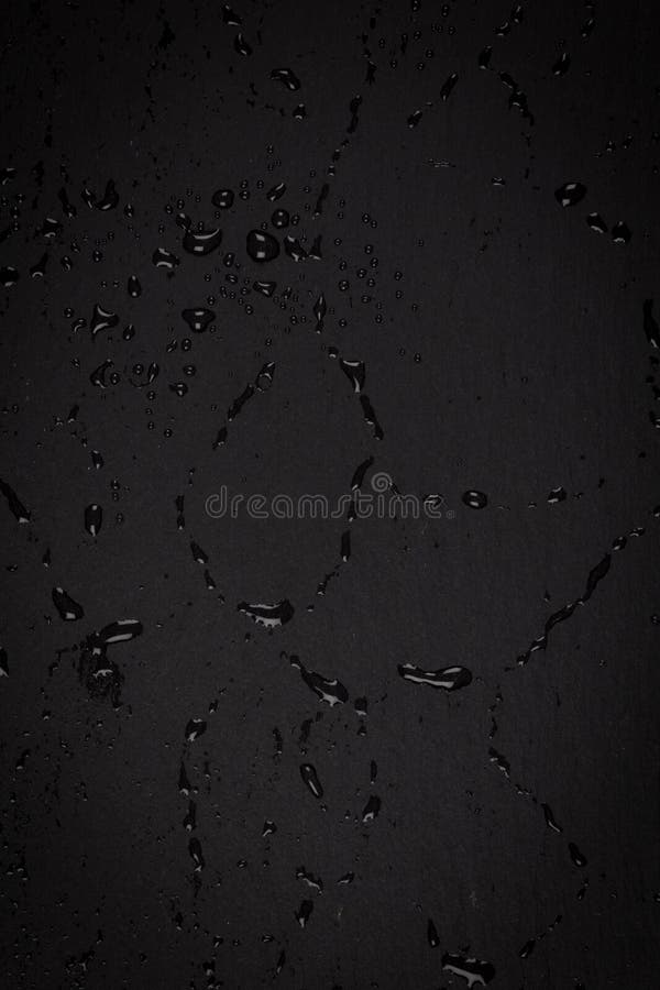 Water Drops on Dark Stone Surface Stock Photo - Image of horizontal ...