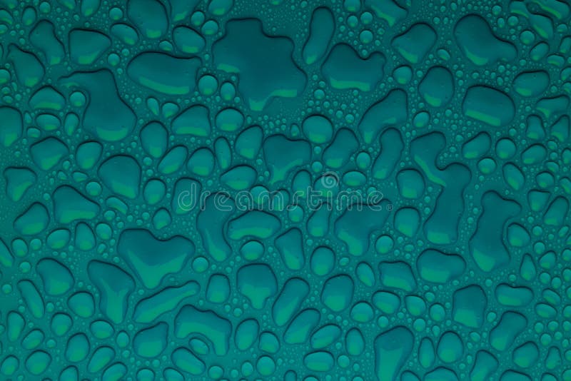 Water Drops on Deep Turquoise or Green Background As Saturated Stylish ...