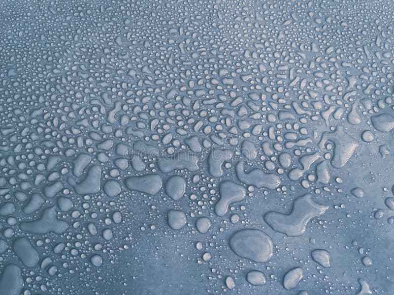 Water Drops of Different Sizes on a Blue Surface, Drops Texture, Rain ...