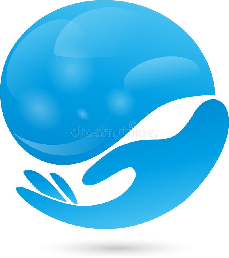 Hand and Two Water Drops, Wellness and Water Logo Stock Vector ...