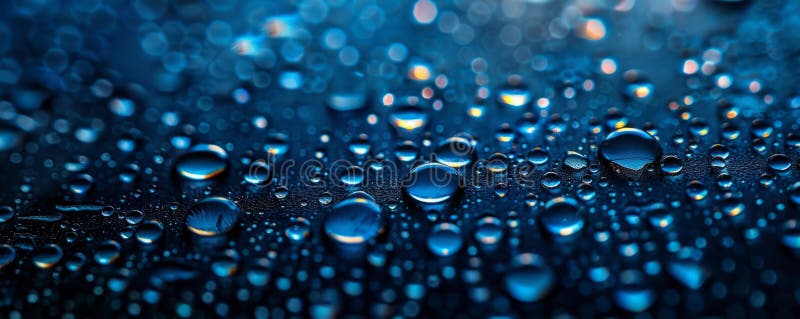 Water Drops Falling on a Blue Background Stock Illustration ...