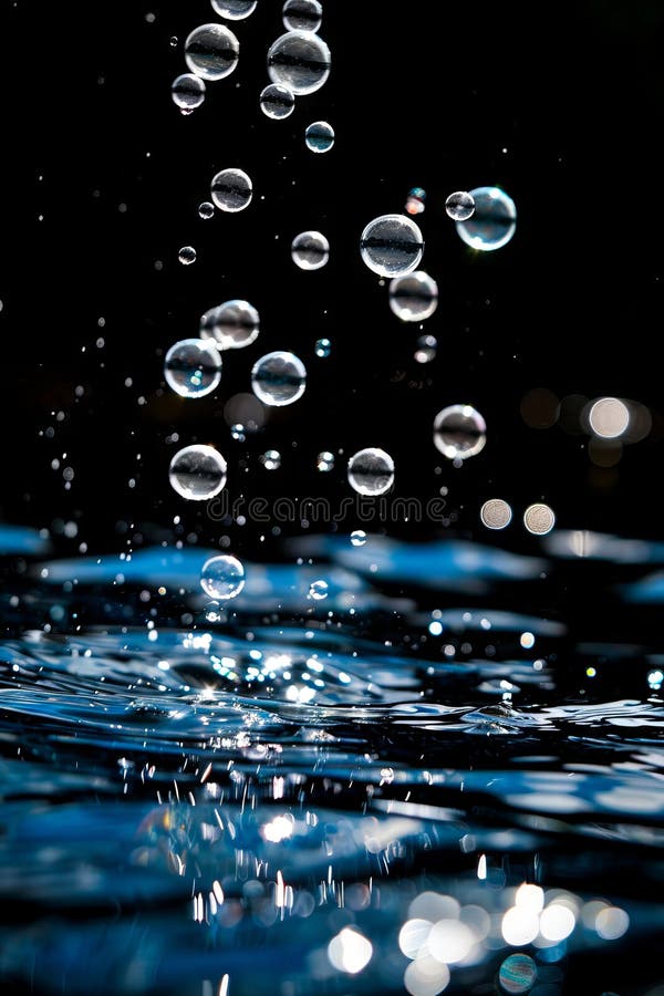 Water Drops Falling into a Dark Blue Pool Stock Photo - Image of fluid ...