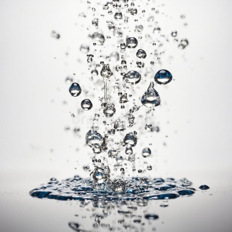 Water Drops Falling into a Puddle Isolated on a White Background Stock ...