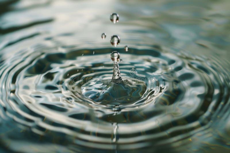 Water Drops Falling on Water Surface, Natural Eco Background Stock ...