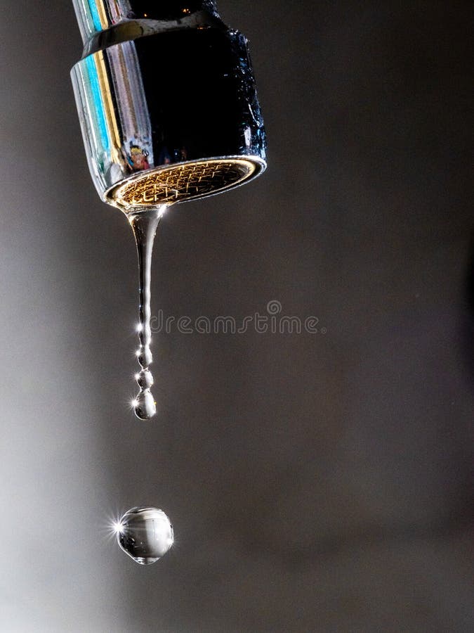 Water Drops Falling from a Tap Stock Image - Image of motivation ...