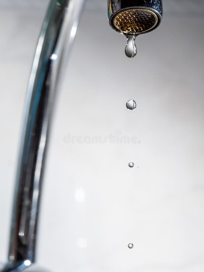Water Drops Falling from a Tap Stock Photo - Image of blue, freshness ...