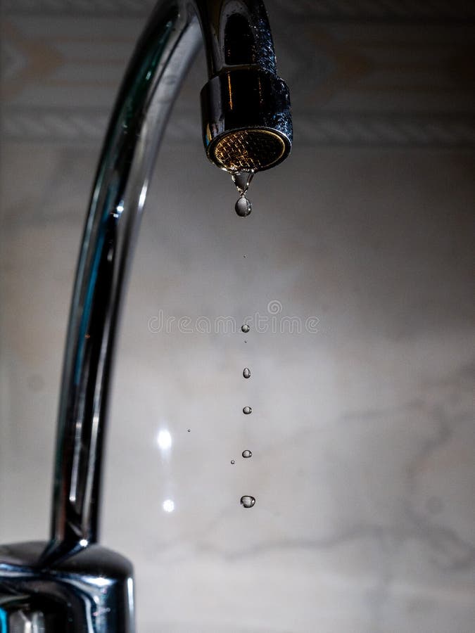 Water Drops Falling from a Tap Stock Image - Image of imagination ...