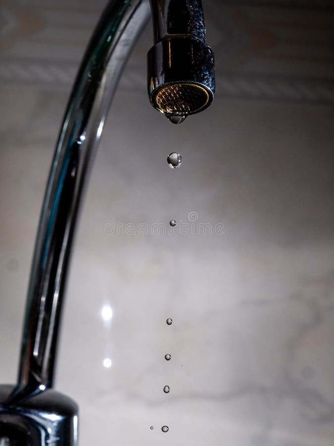 Water Drops Falling from a Tap Stock Photo - Image of drink, fizz ...