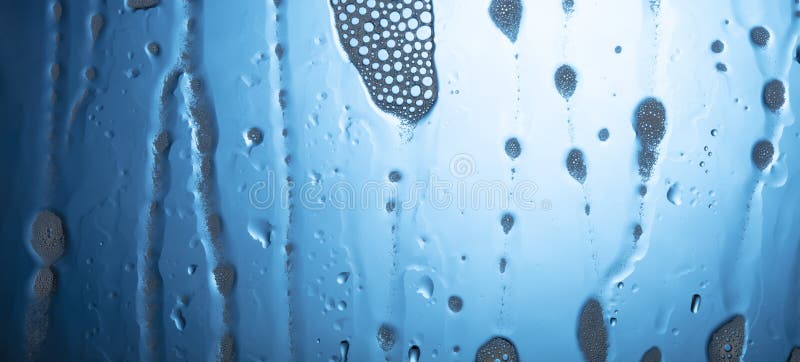 Water Drops with Foam on Glass Stock Photo - Image of bright, circle ...